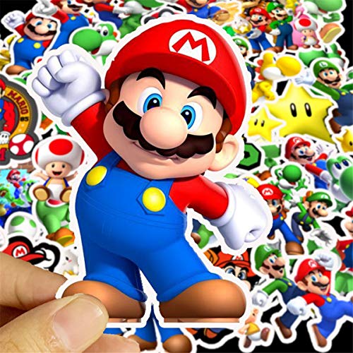 jjlin Super Mario Bros Stickers for Water Bottles 50 Pack Cute,Waterproof,Aesthetic,Trendy Stickers for Teens,Girls Perfect for Waterbottle,Laptop,Phone,Travel Extra Durable Vinyl (Mario )