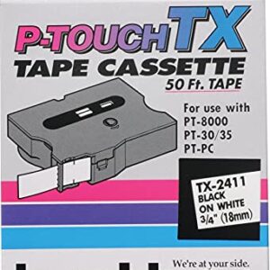 Brother Tx2411 Tx Labeling Tape for Pt-8000, Pt-Pc, Pt-30/35, 3/4-Inch W, Black On White