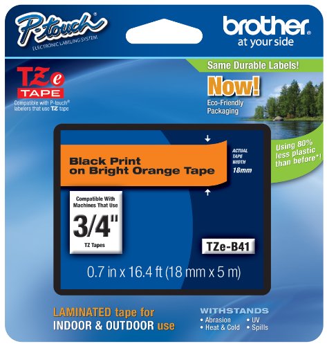 Genuine Brother 3/4" (18mm) Black on Bright Orange TZe P-touch Tape for Brother PT-2030VP, PT2030VP Label Maker