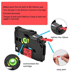 GREENCYCLE Compatible for Brother TZe-421 TZe421 TZ421 TZ-421 AZE Tape 9mm 0.35 Inch 3/8" Black on Red Laminated Label Tape for PTD210 D400AD D600 PT-H100 PTH110 PT1290 PT-1230PC, 2 Pack