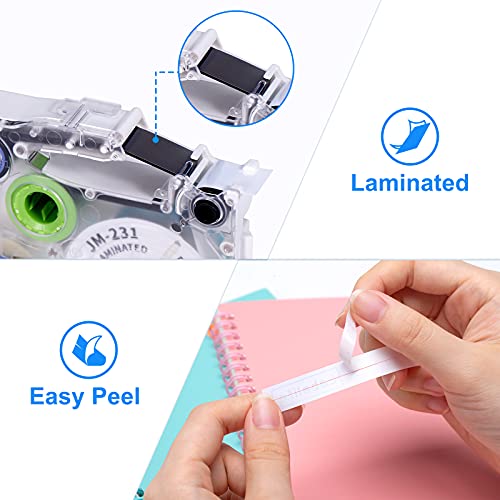 Labelife Replacement for Brother P Touch Label Tape TZe-231 JM-231 TZe TZ Tape 12mm 0.47 Laminated White TZe231 Label Maker Tape for D210S P3100D Label Maker and Brother Ptouch PT-D210 PT-H110, 5-Pack