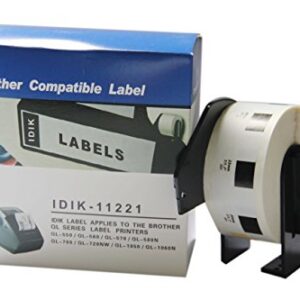 IDIK-11221 Replacement Labels Compatible with Brother DK-1221 Square Labels 23mm x 23mm x 1000pcs/Roll Packed in Individual Printed Retail Box with Permanent Cartridge