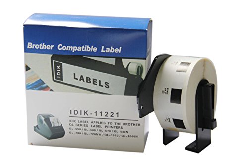 IDIK-11221 Replacement Labels Compatible with Brother DK-1221 Square Labels 23mm x 23mm x 1000pcs/Roll Packed in Individual Printed Retail Box with Permanent Cartridge