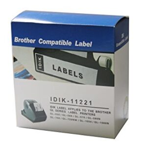 IDIK-11221 Replacement Labels Compatible with Brother DK-1221 Square Labels 23mm x 23mm x 1000pcs/Roll Packed in Individual Printed Retail Box with Permanent Cartridge