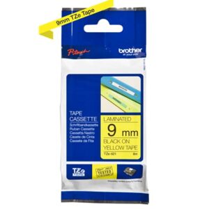 Brother Genuine P-Touch 2-Pack TZe-621 Laminated Tape, Black Print on Yellow Standard Adhesive Laminated Tape for P-Touch Label Makers, Each Roll is 0.35"/9mm (3/8") Wide, 26.2 (8M) Long