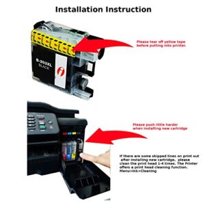 INK4WORK 4 Pack Replacement Ink Cartridge for Brother LC203 XL LC203XL (1 Black, 1 Cyan, 1 Magenta, 1 Yellow) for MFC-J460DW MFC-J480DW MFC-J485DW MFC-J680DW MFC-J880DW MFC-J885DW