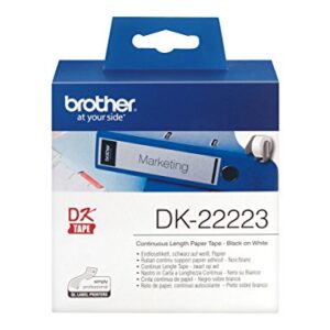 Brother DK-22223 Label Roll, Continuous Length Paper, Black on White, Single Label Roll, 50 mm (W) x 30.48M (L), Brother Genuine Supplies