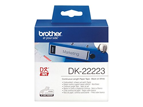 Brother DK-22223 Label Roll, Continuous Length Paper, Black on White, Single Label Roll, 50 mm (W) x 30.48M (L), Brother Genuine Supplies