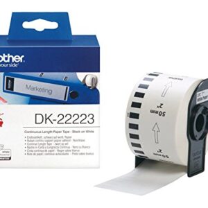 Brother DK-22223 Label Roll, Continuous Length Paper, Black on White, Single Label Roll, 50 mm (W) x 30.48M (L), Brother Genuine Supplies