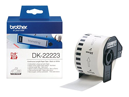 Brother DK-22223 Label Roll, Continuous Length Paper, Black on White, Single Label Roll, 50 mm (W) x 30.48M (L), Brother Genuine Supplies