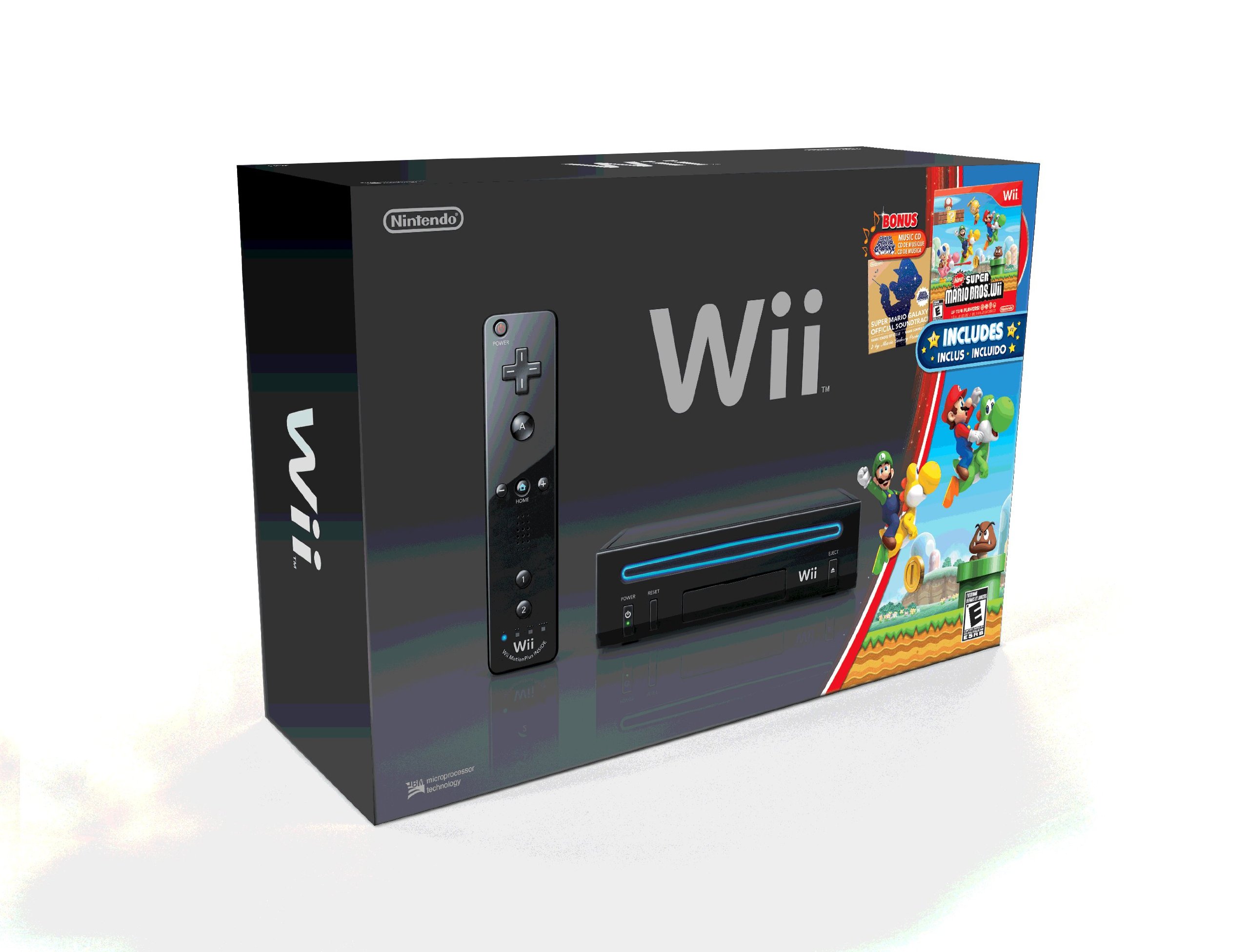 Wii Black Console with New Super Mario Brothers Wii and Music CD