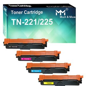 mm much & more compatible toner cartridge replacement for brother tn221 tn225 tn-221 tn-225 use with hl-3140cw hl-3150cdw mfc-9140cdn mfc-9330cdw dcp-9020cdw printers (black + cyan + magenta + yellow)