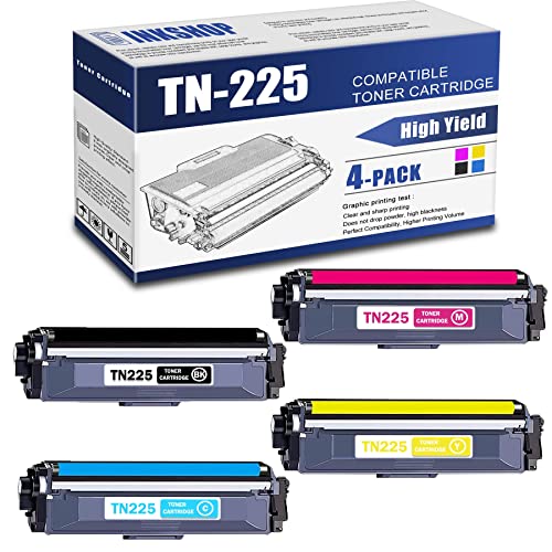 TN225 Compatible TN-225BK TN-225C TN-225Y TN-225M High Yield Toner Cartridge Replacement for Brother TN-225 HL-3140CW HL-3150CDN MFC-9130CW MFC-9140CDN DCP-9015CDW Toner.(1BK+1C+1Y+1M)