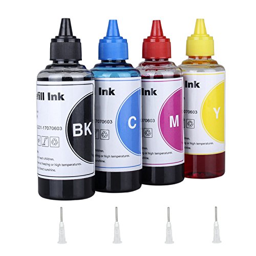 Inkjet Printer Refill Dye Ink kit 4 Color for LC201 LC203 LC205 Refillable Cartridges and CISS, for MFC-J460DW MFC-J680DW MFC-J885DW MFC-J5520DW MFC-J5620DW MFC-J5720DW