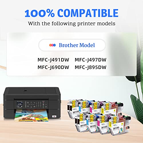 Topkolor LC3013XL Ink Cartridges Replacement for Brother LC 3013 LC3011 LC 3011 LC-3013 LC-3011 Compatible with MFC-J491DW MFC-J895DW MFC-J690DW MFC-J497DW Printer, 8 Pack