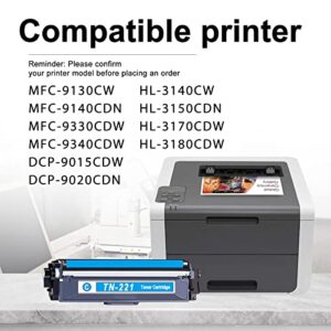 Feromyink Compatible TN221 TN-221 Toner Cartridge Replacement for Brother HL-3140CW 3150CDN 3170CDW MFC-9130CW 9340CDW DCP-9015CDW 9020CDN Printer (Cyan,1-Pack)