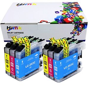 hiink compatible ink cartridge replacement for brother lc201 lc203xl lc203 ink cartridges use in mfc-j460dw mfc-j480dw mfc-j485dw mfc-j680dw mfc-j880dw mfc-j885dw(2c, 2m, 2y. 6-pack)