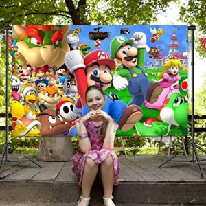 Video Game Backdrop, Video Game Theme Birthday Supplies Decoration, Vinyl Photography Backgrounds for Children Boys Party Supplies - 5x3ft