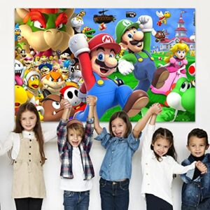 Video Game Backdrop, Video Game Theme Birthday Supplies Decoration, Vinyl Photography Backgrounds for Children Boys Party Supplies - 5x3ft