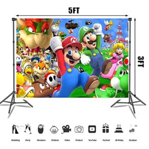 Video Game Backdrop, Video Game Theme Birthday Supplies Decoration, Vinyl Photography Backgrounds for Children Boys Party Supplies - 5x3ft