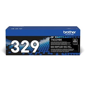 brother tn-329bk toner cartridge, black, single pack, super high yield, includes 1 x toner cartridge, genuine supplies