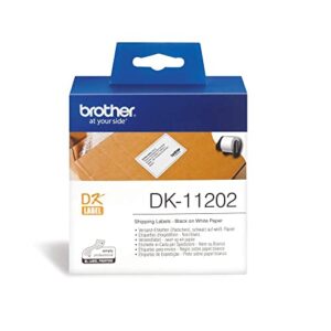 Brother DK-11202 Label Roll, Shipping Labels, Black on White, 300 Labels, 62 mm (W) x 100 mm (L), Brother Genuine Supplies