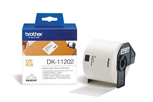 Brother DK-11202 Label Roll, Shipping Labels, Black on White, 300 Labels, 62 mm (W) x 100 mm (L), Brother Genuine Supplies