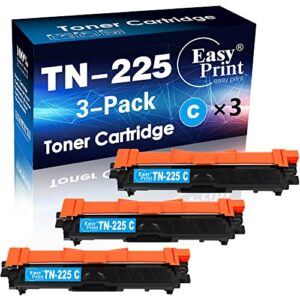 3x cyan high yield compatible tn225 tn-225 tn-225c tn225c toner cartridge for brother hl-3140cw 3152cdw 3172cdw 3180cdw mfc-9130cw 9330cdw 9142cdn dcp-9022cdw printer, by easyprint