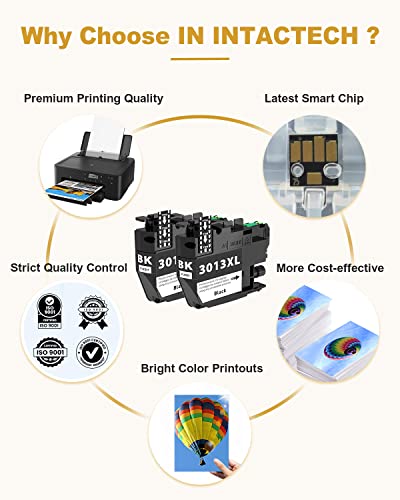 Intactech Compatible Ink Cartridges Replacement for Brother MFC-J491DW LC3013 XL LC3011 Ink Cartridges 2 Black BK High Yield Work with MFC-J491DW MFC-J497DW MFC-J690DW MFC-J895DW Inkjet Printer