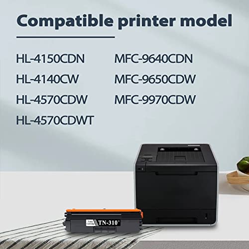 PIONOUS Compatible TN-310 TN 310 Black Toner Cartridge TN 310 Replacement for Brother TN310 HL-4150CDN 4140CW 4570CDW 4570CDWT MFC-9640CDN 9650CDW 9970CDW Printer, TN-310 1 Pack Toner Cartridge