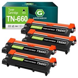 greenbox compatible toner cartridge replacement for brother tn660 tn-660 tn630 tn-630 for brother hl-l2300d dcp-l2520dw dcp-l2540dw hl-l2360dw hl-l2320d hl-l2380dw mfc-l2707dw printer (4 black)