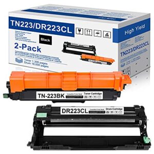 2-black (1drum+1toner) compatible dr223cl dr-223cl drum unit tn223 tn223bk replacement for brother hl-l3210cw l3230cdw l3270cdw l3290cdw mfc-l3710cw l3750cdw l3770cdw printer