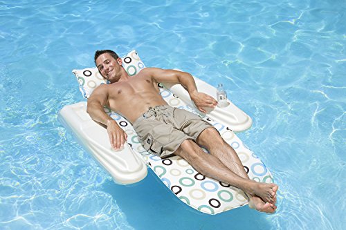 Poolmaster Swimming Pool Adjustable Floating Chaise Lounge, Rio Sun, Mod Dots