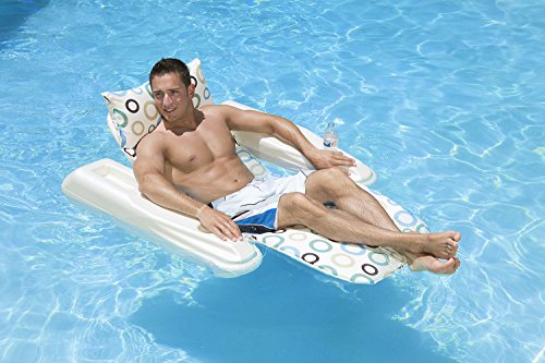 Poolmaster Swimming Pool Adjustable Floating Chaise Lounge, Rio Sun, Mod Dots