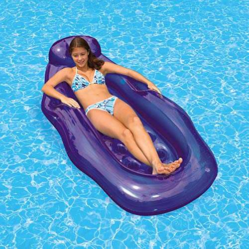 Poolmaster Riviera Wet/Dry Swimming Pool Float Sun Lounge , Blue