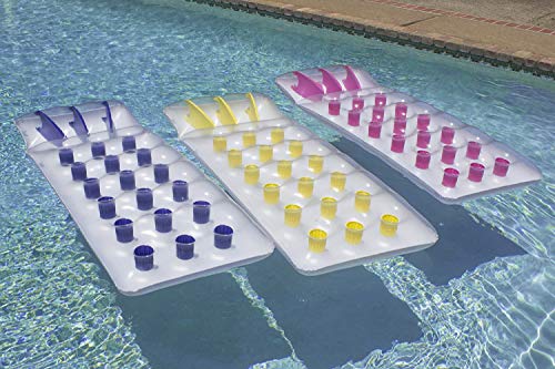 Poolmaster 83356 French Pocket Swimming Pool Mattress, Pink, Blue or Yellow