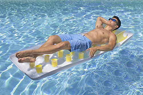 Poolmaster 83356 French Pocket Swimming Pool Mattress, Pink, Blue or Yellow