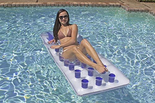 Poolmaster 83356 French Pocket Swimming Pool Mattress, Pink, Blue or Yellow