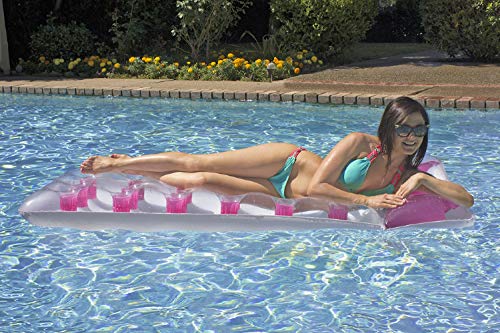 Poolmaster 83356 French Pocket Swimming Pool Mattress, Pink, Blue or Yellow