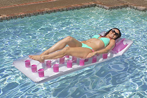 Poolmaster 83356 French Pocket Swimming Pool Mattress, Pink, Blue or Yellow