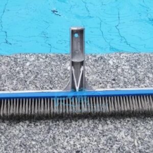 Aquatix Pro Pool Brush, 18" Heavy Duty Aluminium Back, Curved Ends for Corners, Scrub Brush w/ Stainless Steel Bristles & EZ Clip, Swimming Pool Brushes for Cleaning Pool Walls, Tiles, Floors & Steps