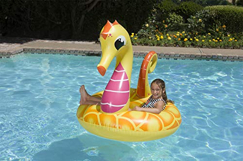 Poolmaster 48-Inch Inflatable Swimming Pool Party Float, Seahorse, Yellow