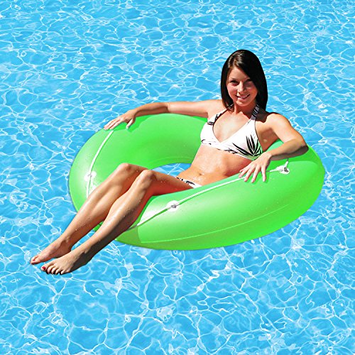 Poolmaster Neon Frost Large Swimming Pool Float Inner Tube, Green