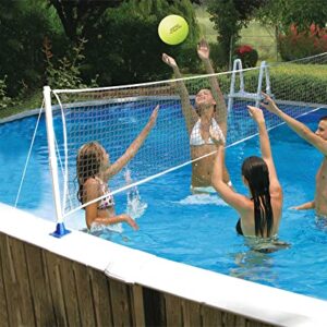 Poolmaster 72776 Above-Ground Mounted Poolside Volleyball / Badminton Game with Perma-Top Mounts , White