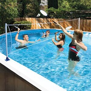 Poolmaster 72776 Above-Ground Mounted Poolside Volleyball / Badminton Game with Perma-Top Mounts , White