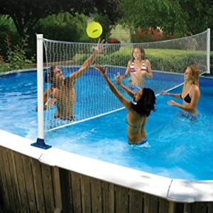 Poolmaster 72776 Above-Ground Mounted Poolside Volleyball / Badminton Game with Perma-Top Mounts , White