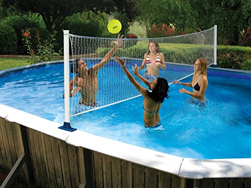 Poolmaster 72776 Above-Ground Mounted Poolside Volleyball / Badminton Game with Perma-Top Mounts , White