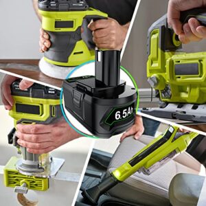 POWTREE Upgraded 6500mAh 18V Replacement for Li-ion Ryobi 18V Battery ONE+ Plus P108 P102 P103 P104 P105 P107 P109 P122 PBP005 RB18L50 Cordless Power Tools with LED Indicator 2Pack