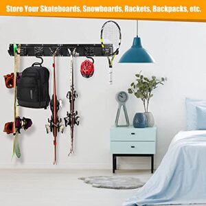 Godboat Garage Storage, Ski Garage Organization, Garden Tool Organizer, Mop & Broom Holder Wall Mount, Yard Tools Hanger, Corner Shelves with Rake & Shovel Rack, Garage Gifts for Men, Max Load 550lbs