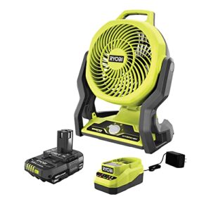 ryobi one+ 18v cordless hybrid whisper series 7.5 in. fan kit with 2.0 ah battery and charger (pcl811kn) bulk packaged